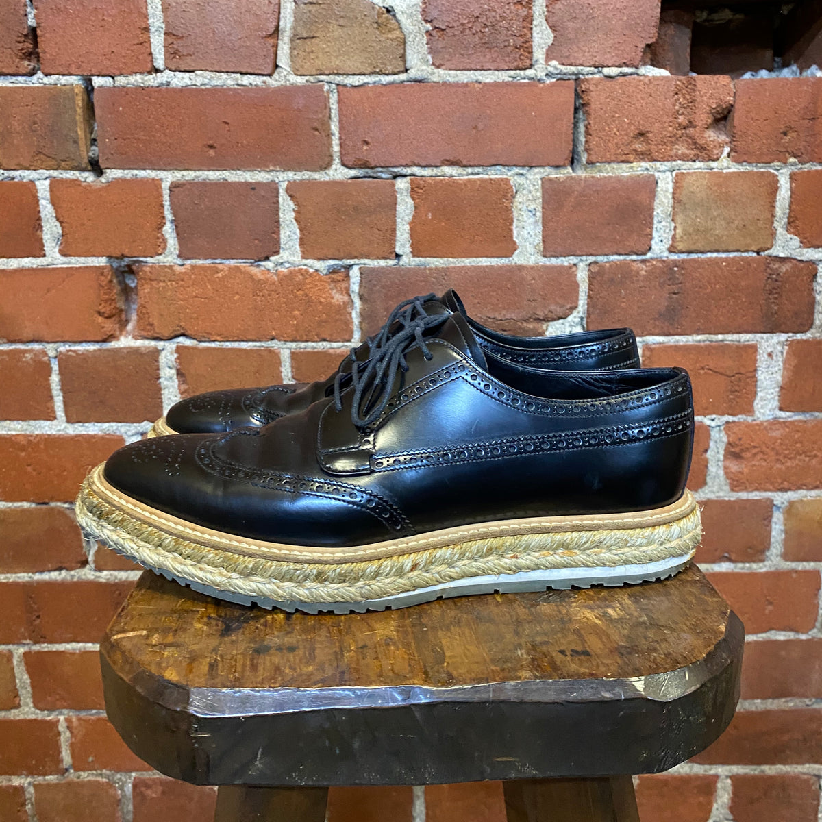 PRADA raffia woven platform brogues – Wellington Hunters and Collectors